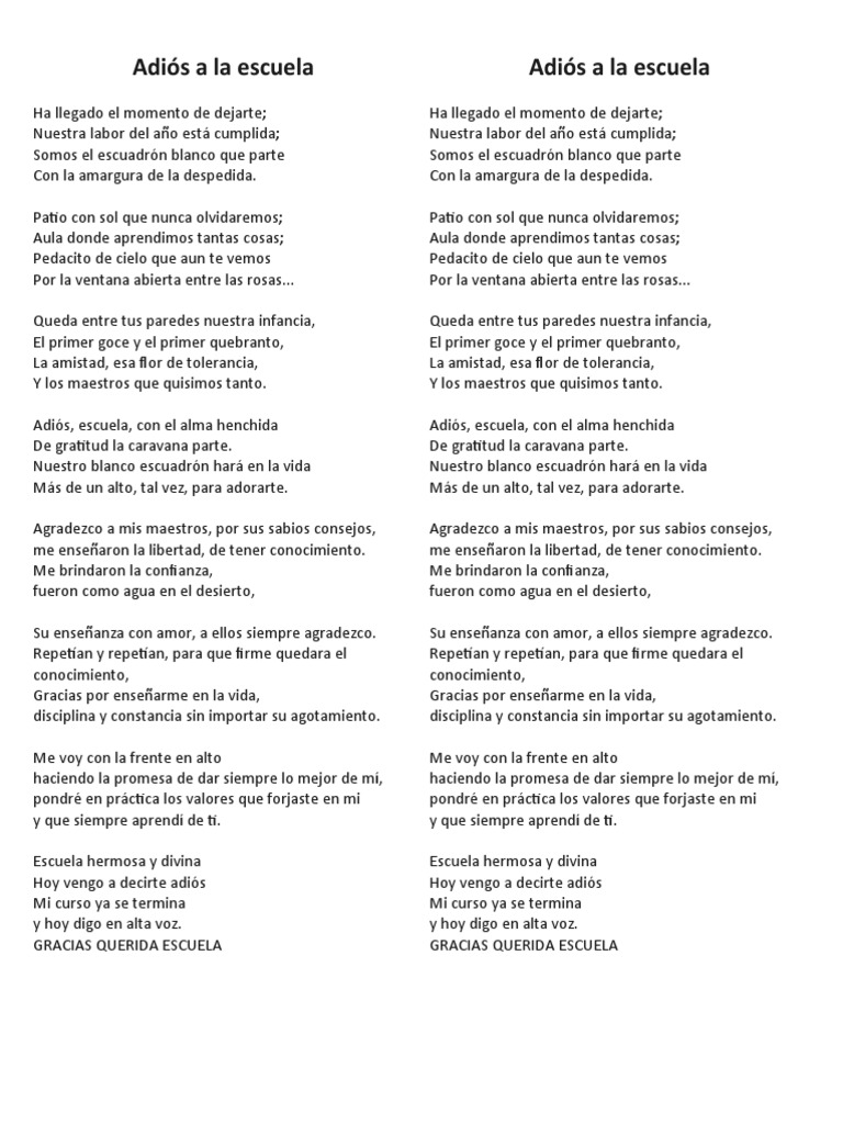 Adiós A La Escuela Poesía | PDF