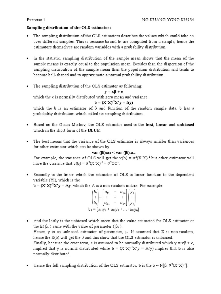 Exercise 1 | PDF | Ordinary Least Squares | Estimator