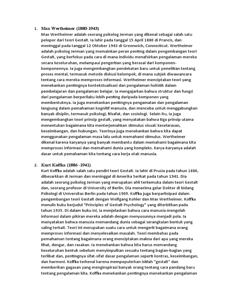 Max Wertheimer dan Teori Gestalt | PDF