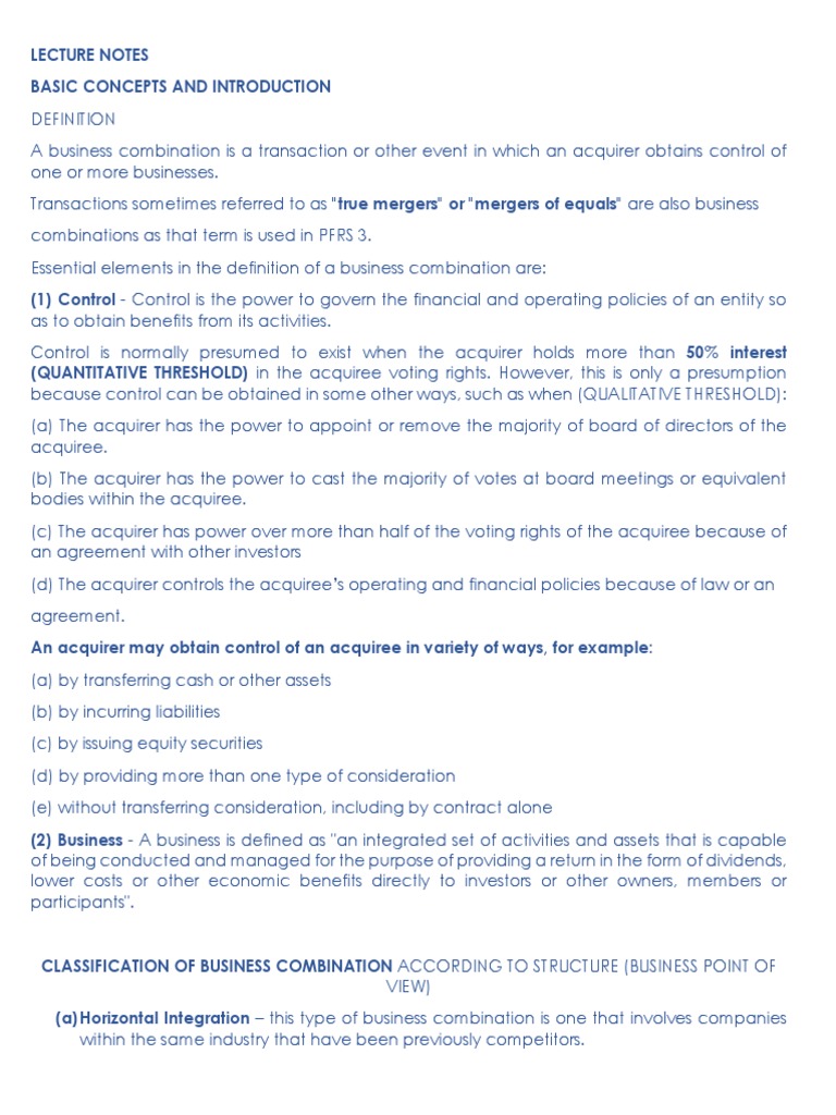 Lecture Notes | PDF | Mergers And Acquisitions | Goodwill (Accounting) Lecture Notes | PDF | Mergers And Acquisitions | Goodwill (Accounting)
