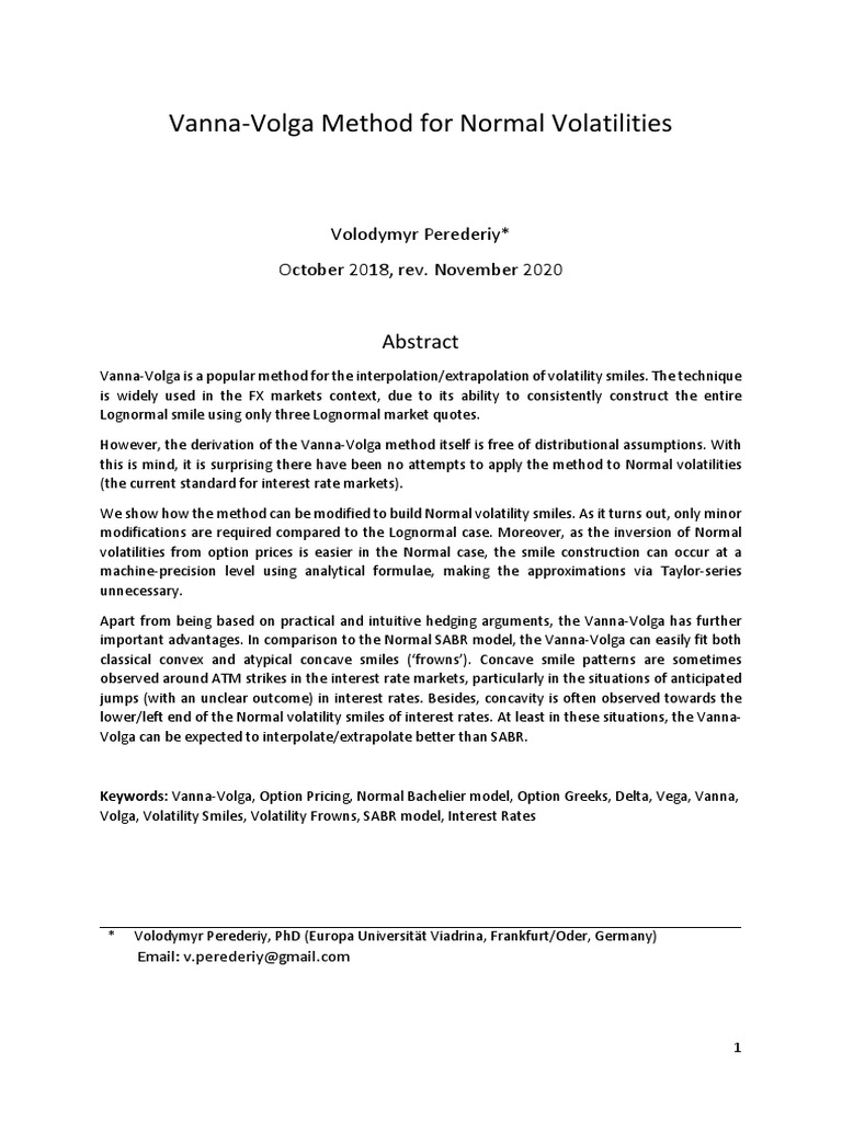 Applying the Vanna-Volga Methodology to Construct Normal Volatility ...