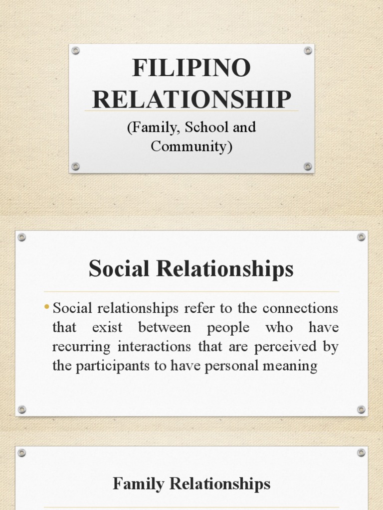 FILIPINO RELATIONSHIPs Family School Community | PDF | Family | Community
