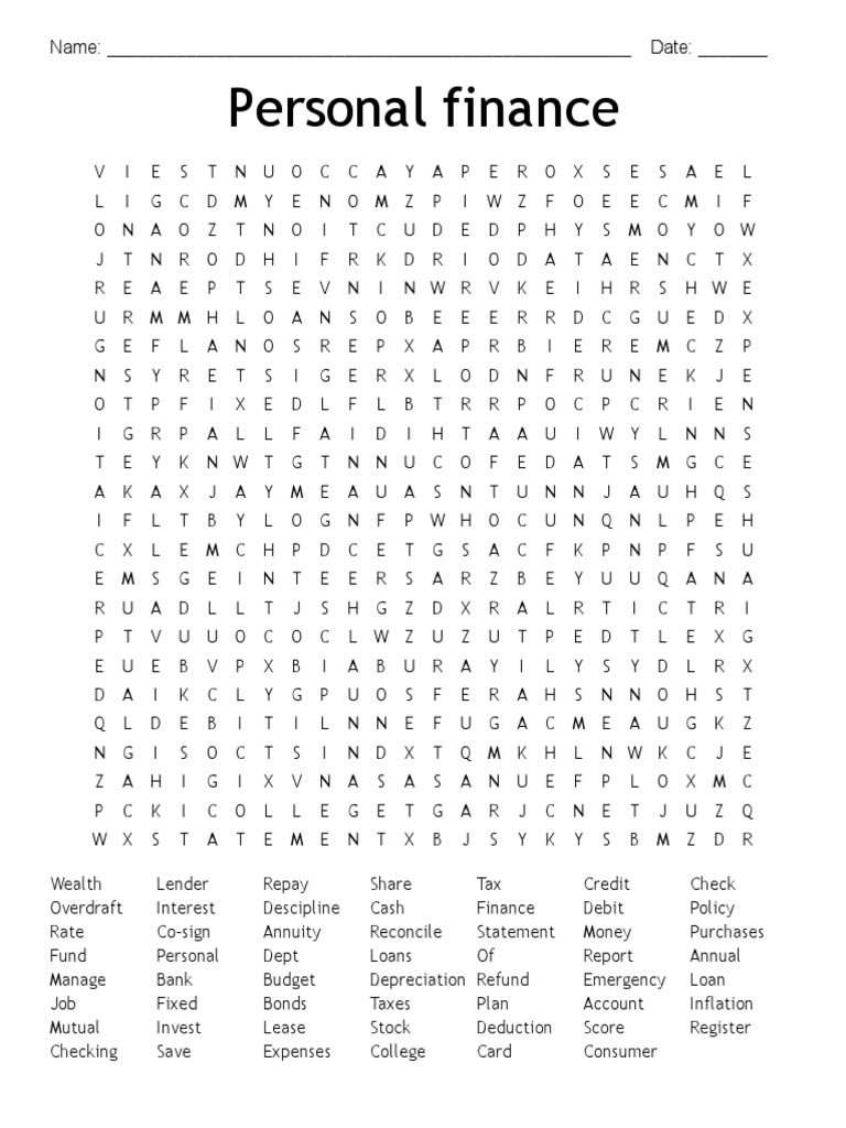 Personal Finance Word Search | PDF | Tax Refund | Investing
