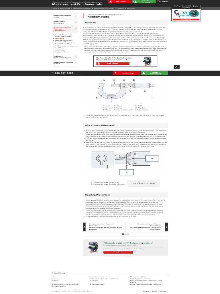Micrometers - Measurement System Types and Characteristics ...