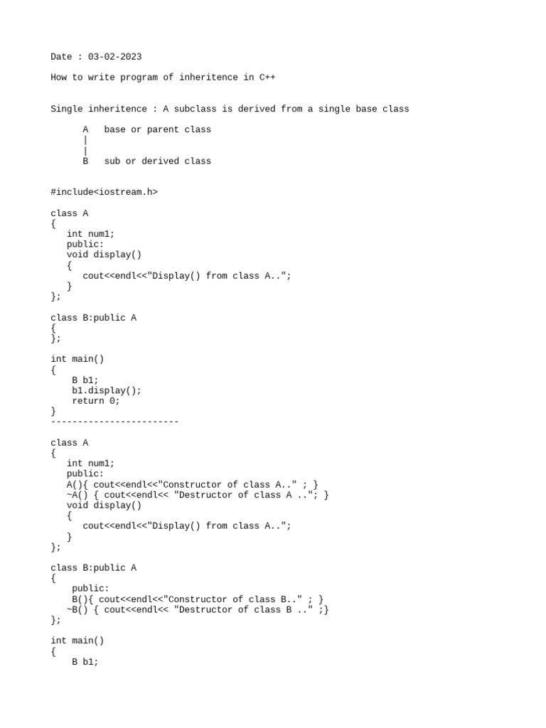C Dated 03 02 2023 Pdf Inheritance Object Oriented Programming Method Computer 8060