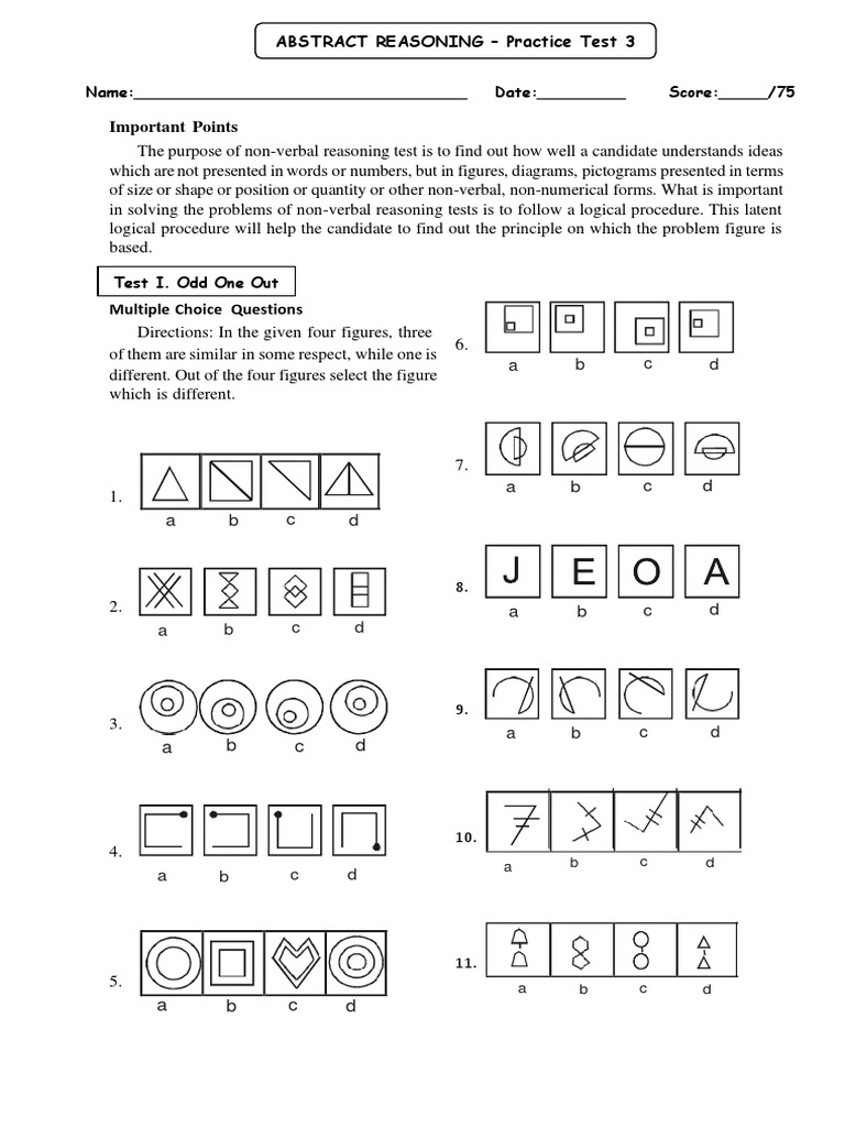 Abstract Reasoning - Practice Test 3 | PDF | Reason | Multiple Choice