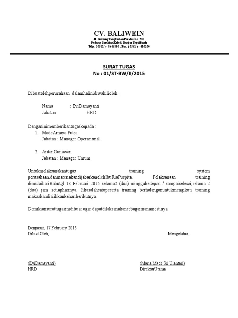 Surat Penugasan | PDF