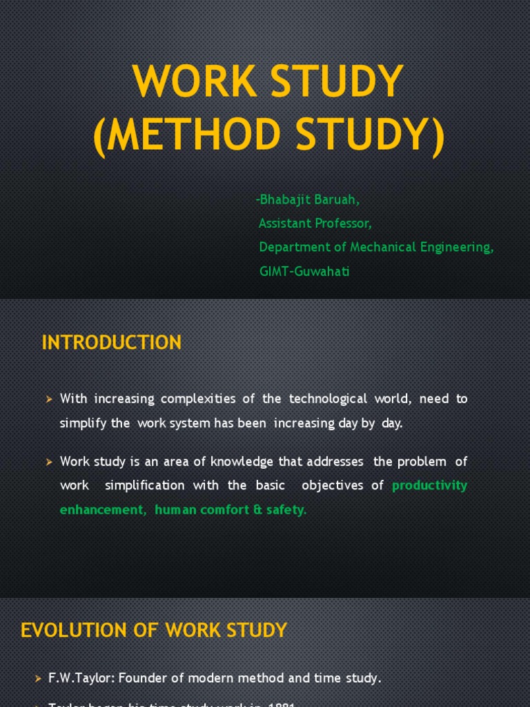 Work Study (Method Study) | PDF