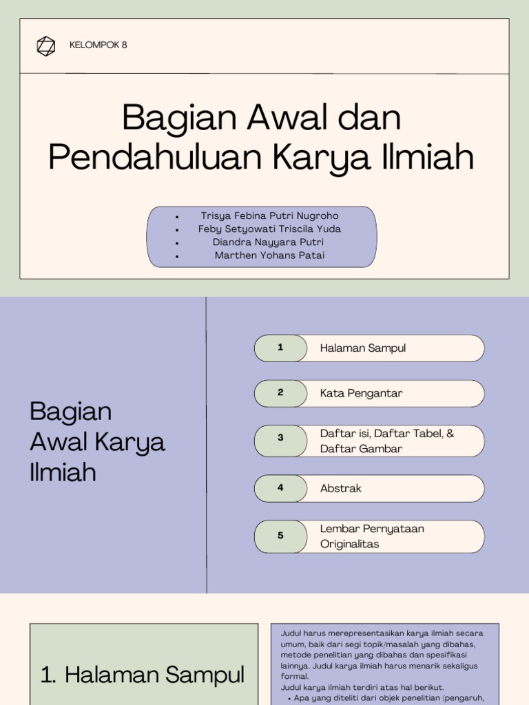 Bagian Awal Dan Pendahuluan Karya Ilmiah | PDF