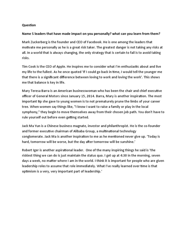Inspiring Leaders and Their Lessons | PDF