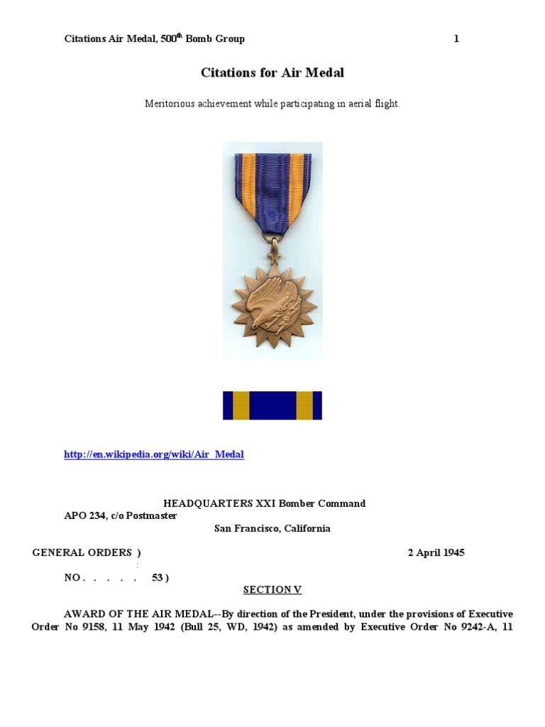 Citations AM 8-4-11 | PDF | Air Forces | United States Army Air Forces