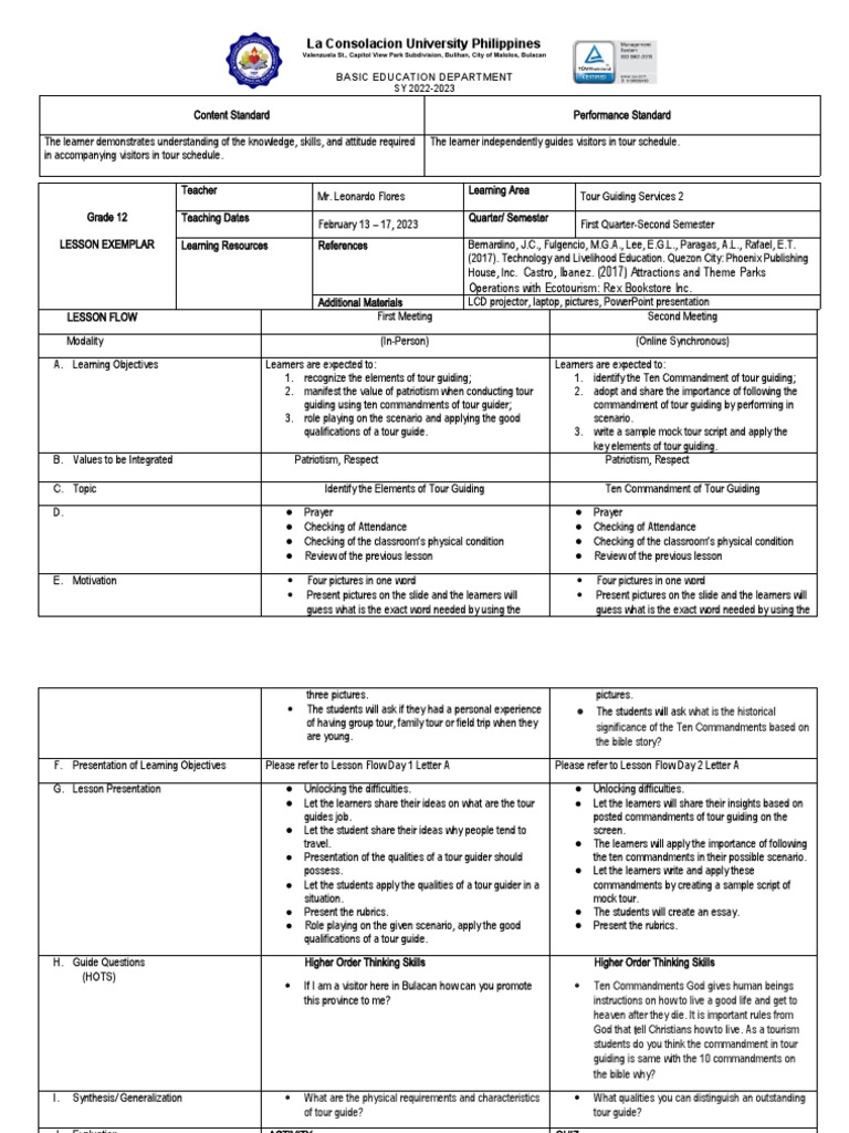 Tgs Exemplar Week 1 Feb13 17 Iso | PDF | Learning | Behavior Modification