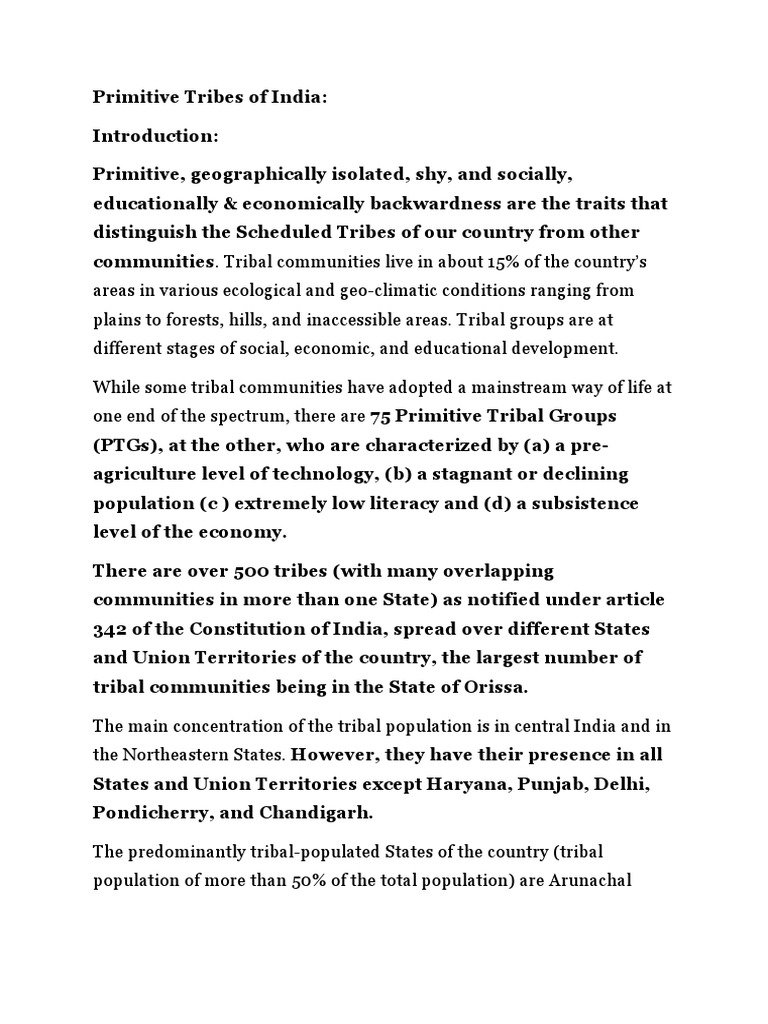Overview of Primitive Tribes in India | PDF | Social Science