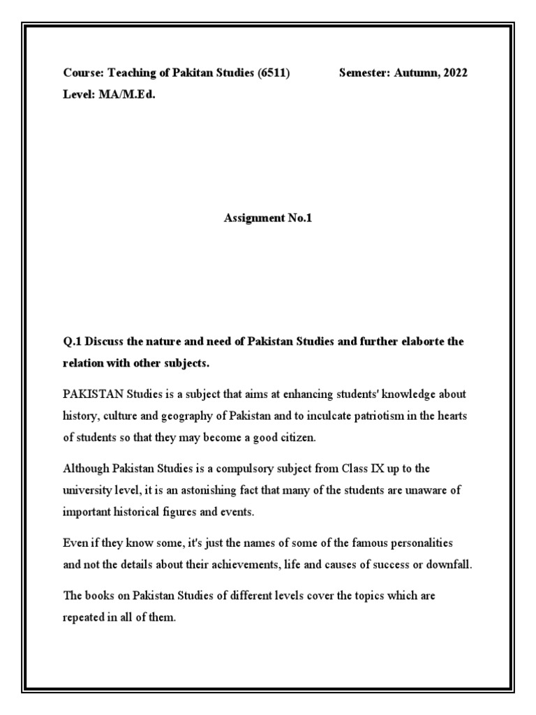 Aiou Assignment Code 6511 Autumn 2022 | PDF | Project Based Learning Aiou Assignment Code 6511 Autumn 2022 | PDF | Project Based Learning