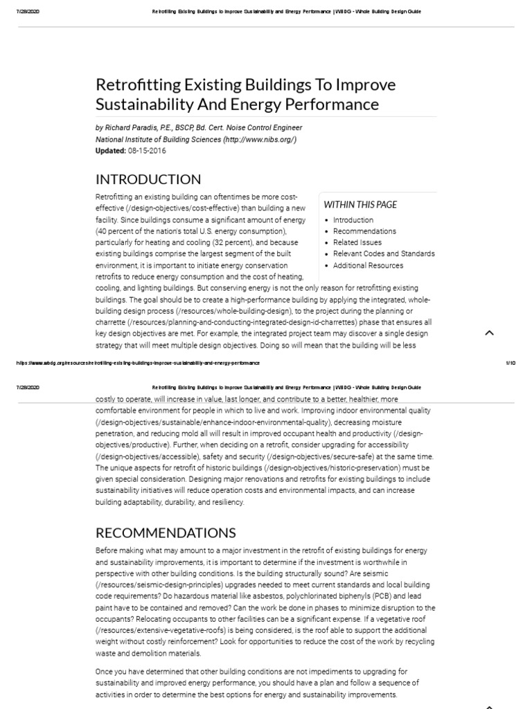 Retrofitting Existing Buildings To Improve Sustainability And Energy