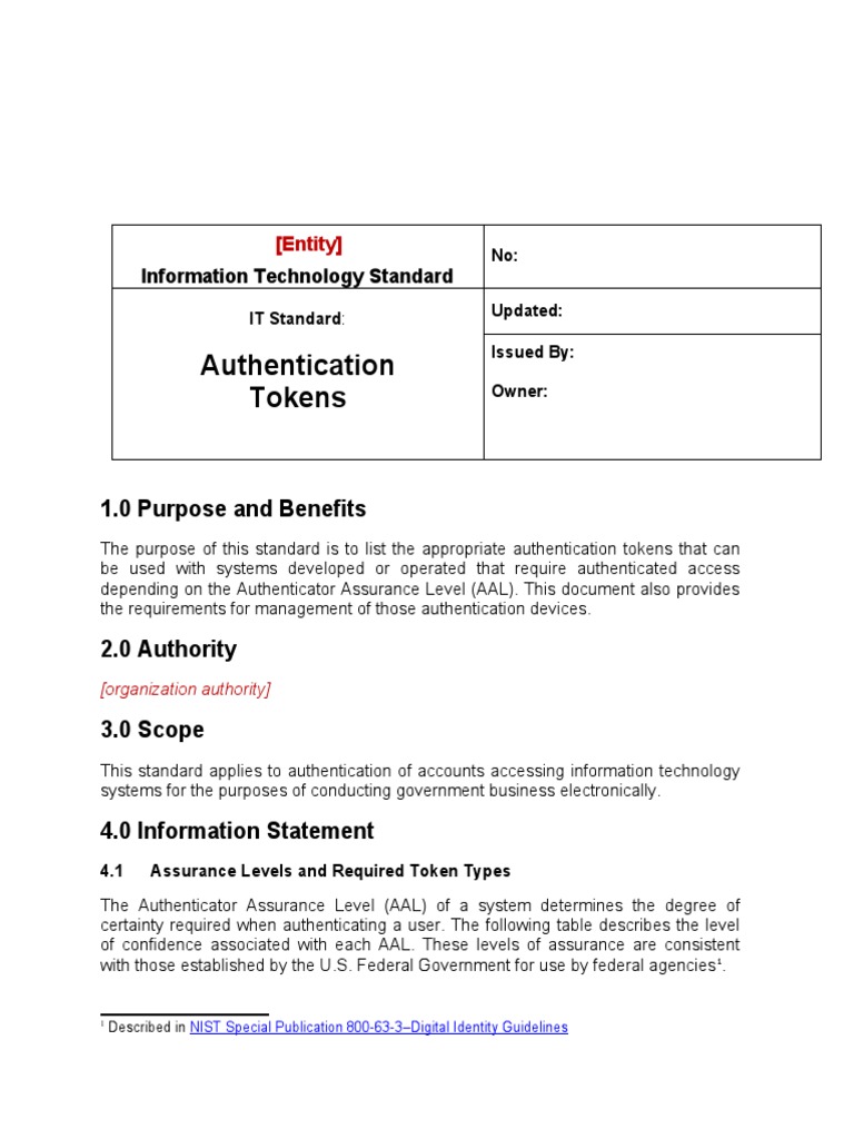 Authentication Tokens Standard | PDF | Password | Authentication