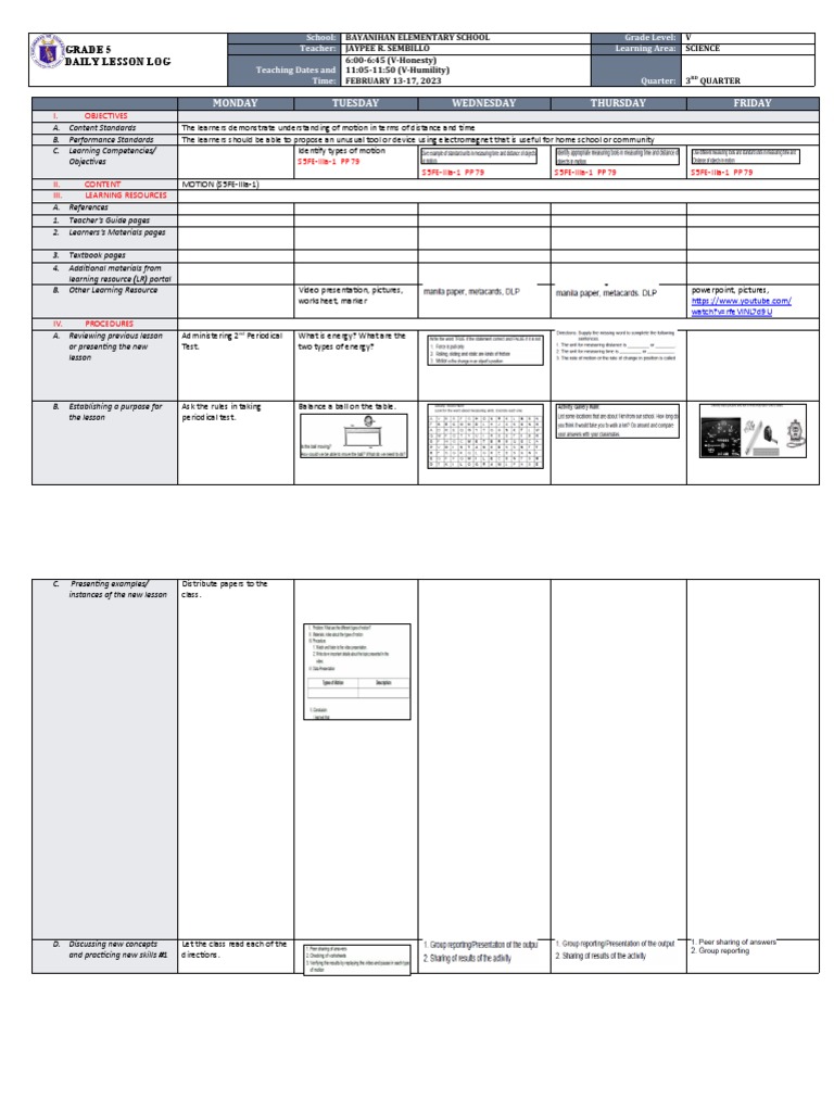 Grade 5 DLL Q3 | PDF | Learning | Teachers