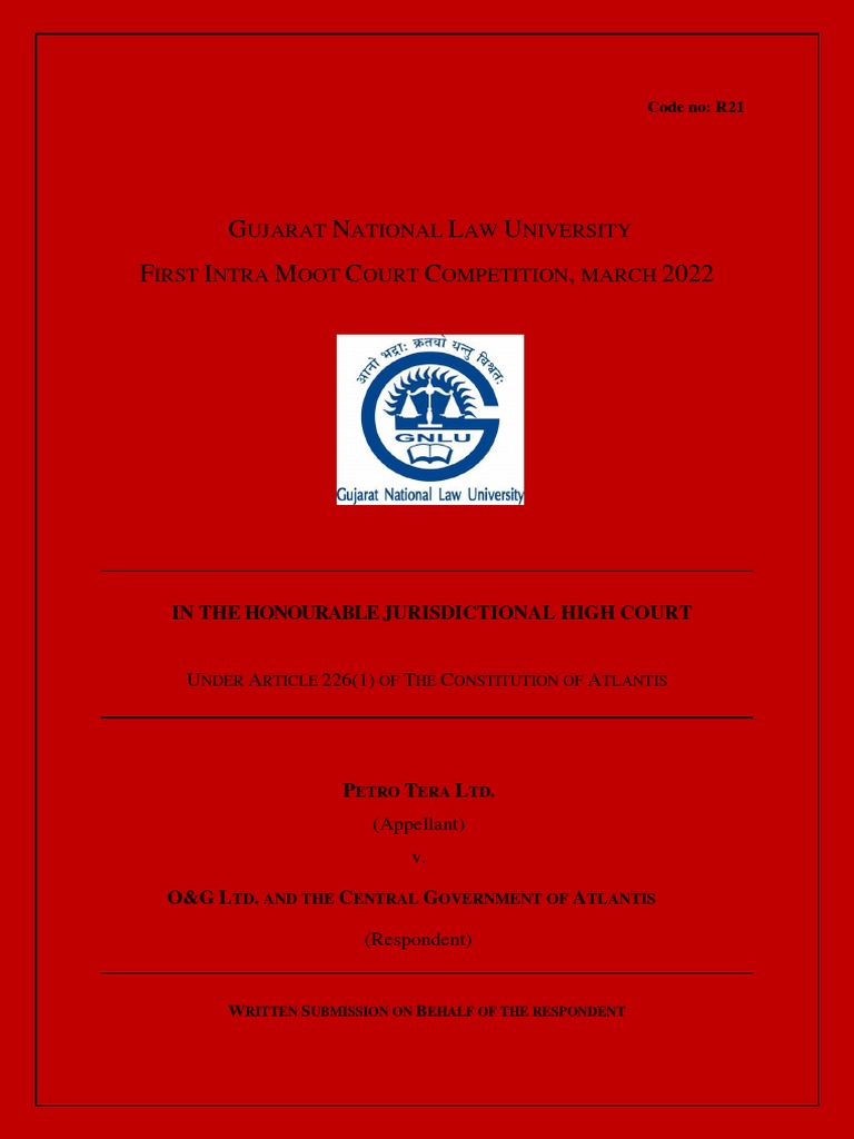 R21 Moot Memorial From Respondent | PDF | Jurisdiction | Writ