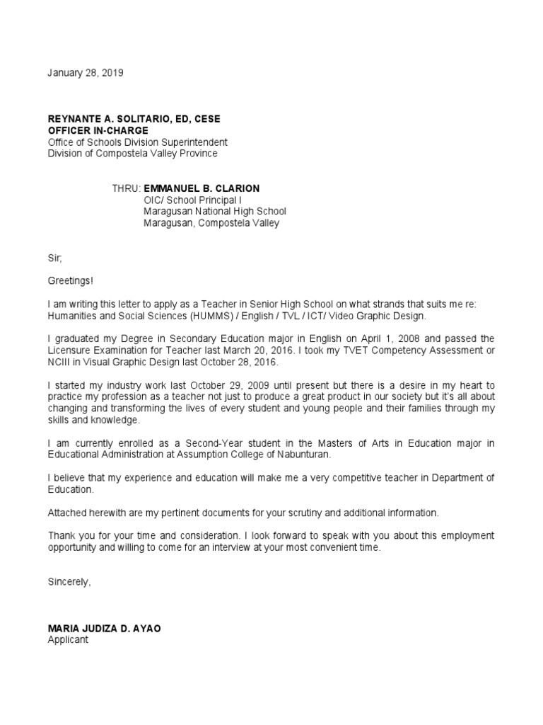 Application Letter | PDF | Career & Growth