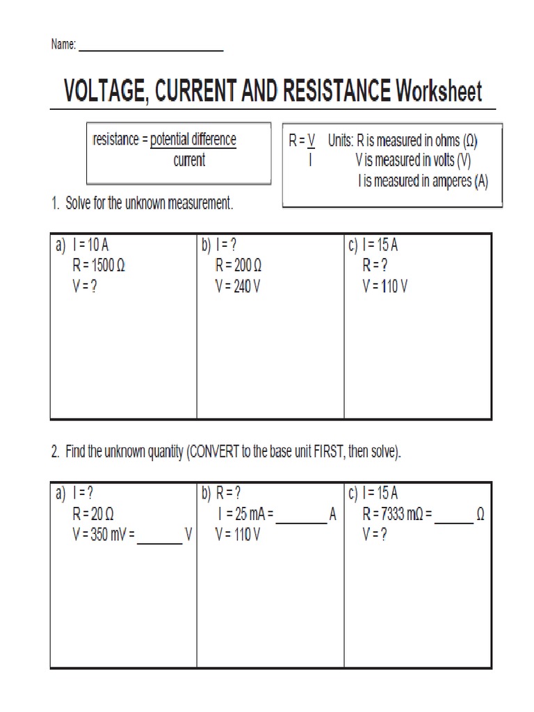Current Voltage Resistance | PDF