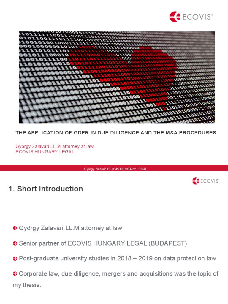 The Application of GDPR in Due Diligence and M&a Procedures | PDF | Information Privacy | Due ...