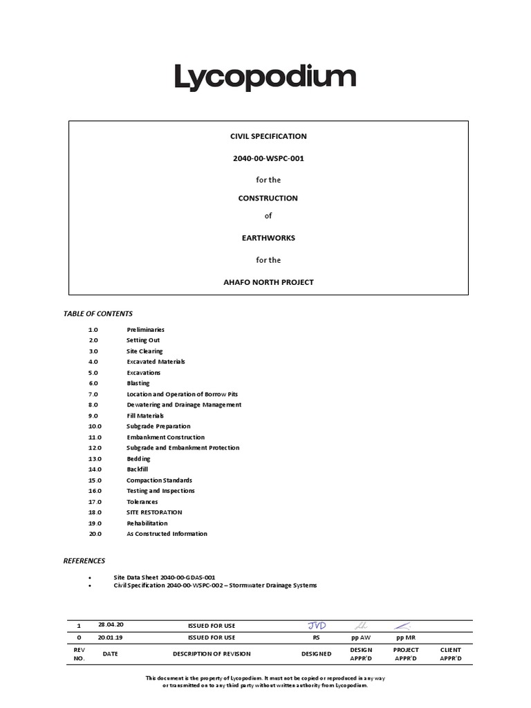 2040 00 WSPC 001 - 1 Civil Specification | PDF | Specification ...