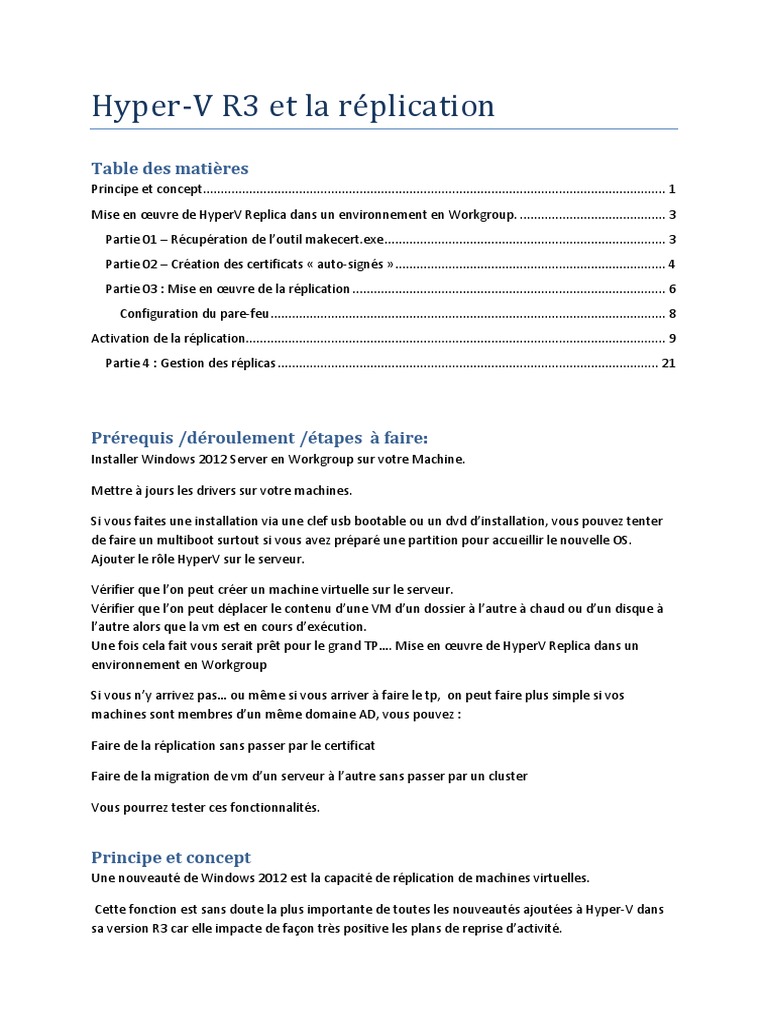 Guide Hyper-V Replica en Workgroup | PDF | Serveur (Informatique) | Microsoft Windows