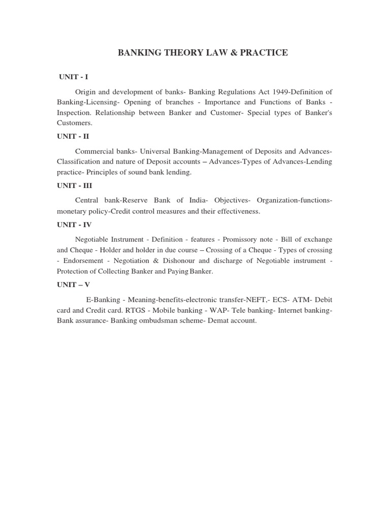 Ii B.com Banking Theory Law Practice | PDF | Banks | Overdraft