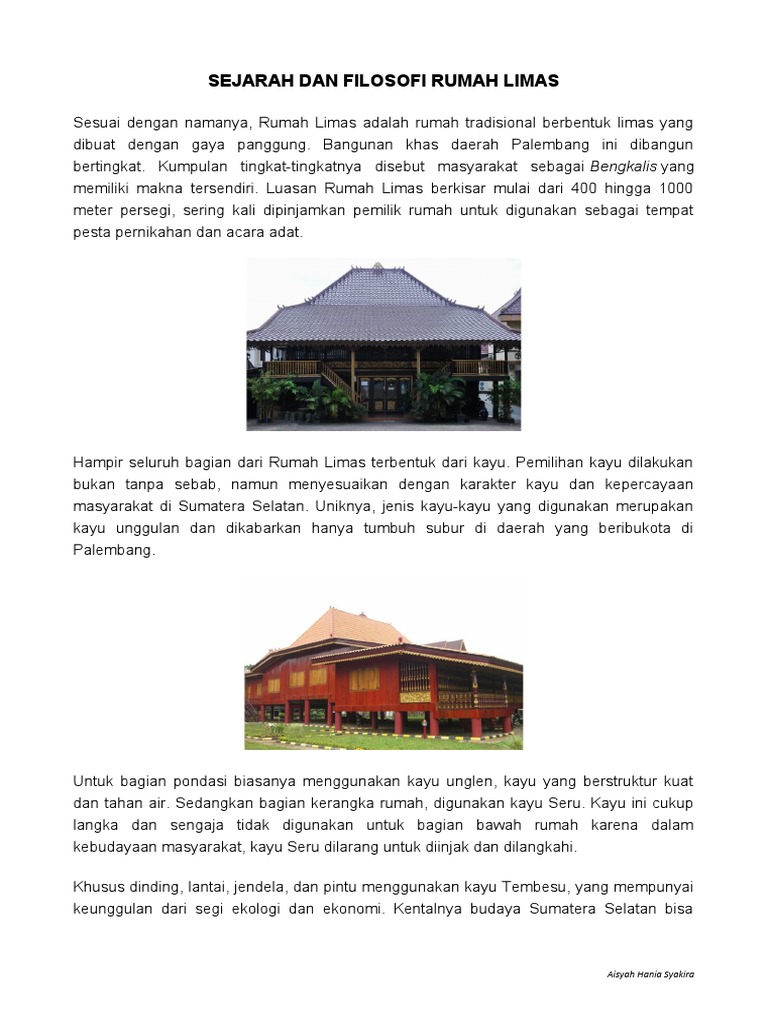 Sejarah Dan Filosofi Rumah Limas | PDF