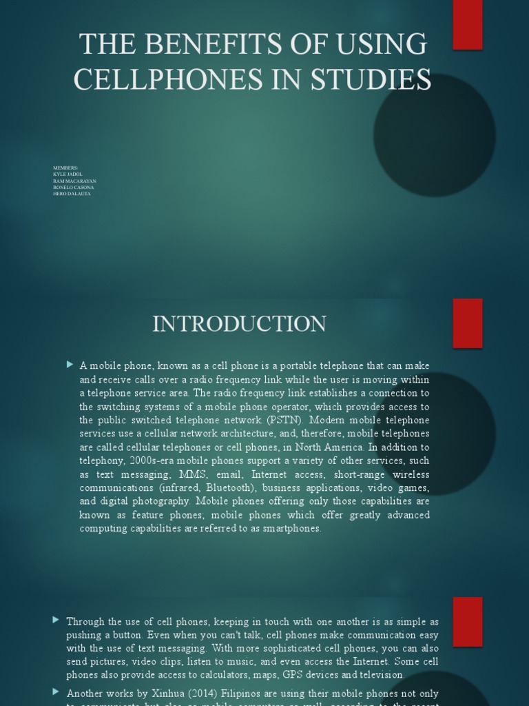 The Benefits of Using Cellphones in Studies | PDF | Mobile Phones ...