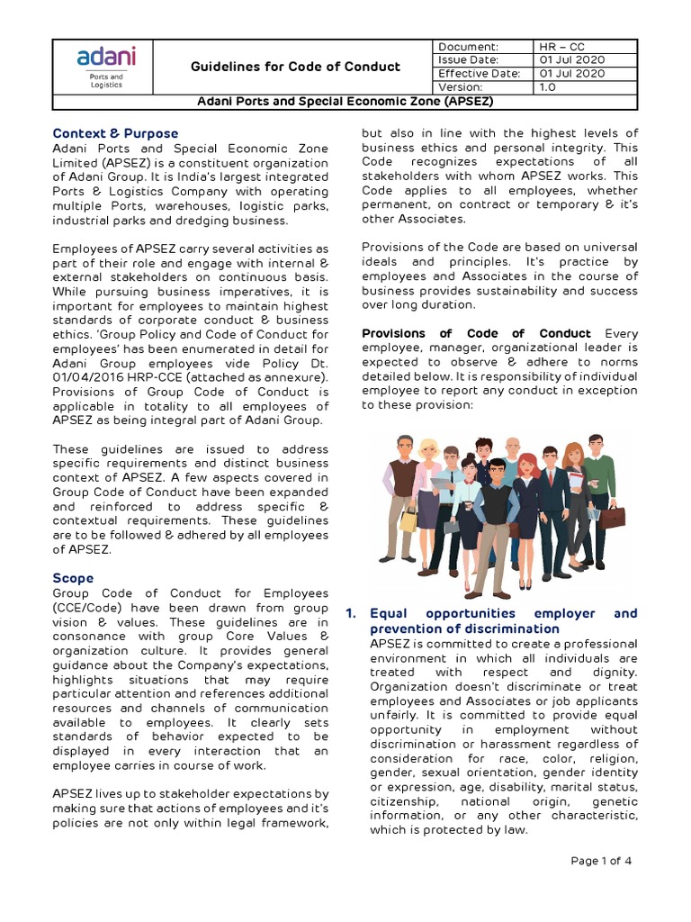 Adani Ports Code of Conduct Guidelines | PDF | Bribery | Harassment