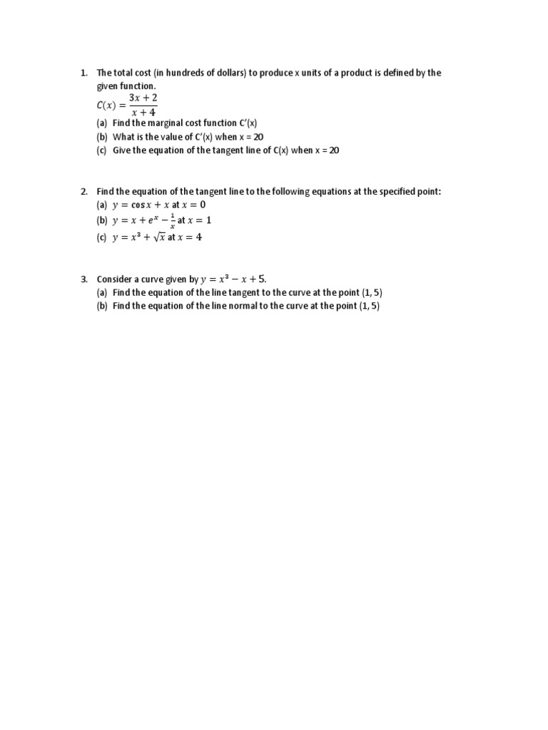 Tangent Line Problems | PDF