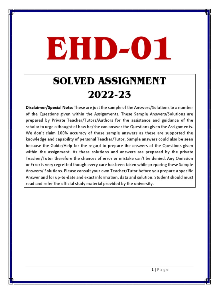 EHD-1-HM-2022-23 (1) Ignou Solved Assignment | PDF EHD-1-HM-2022-23 (1) Ignou Solved Assignment | PDF