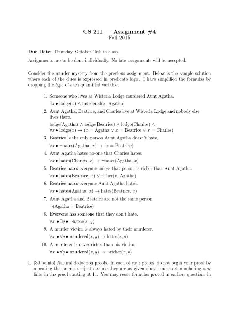 CS 211 - Assignment #4 Fall 2015 | PDF | Deductive Reasoning | Logic