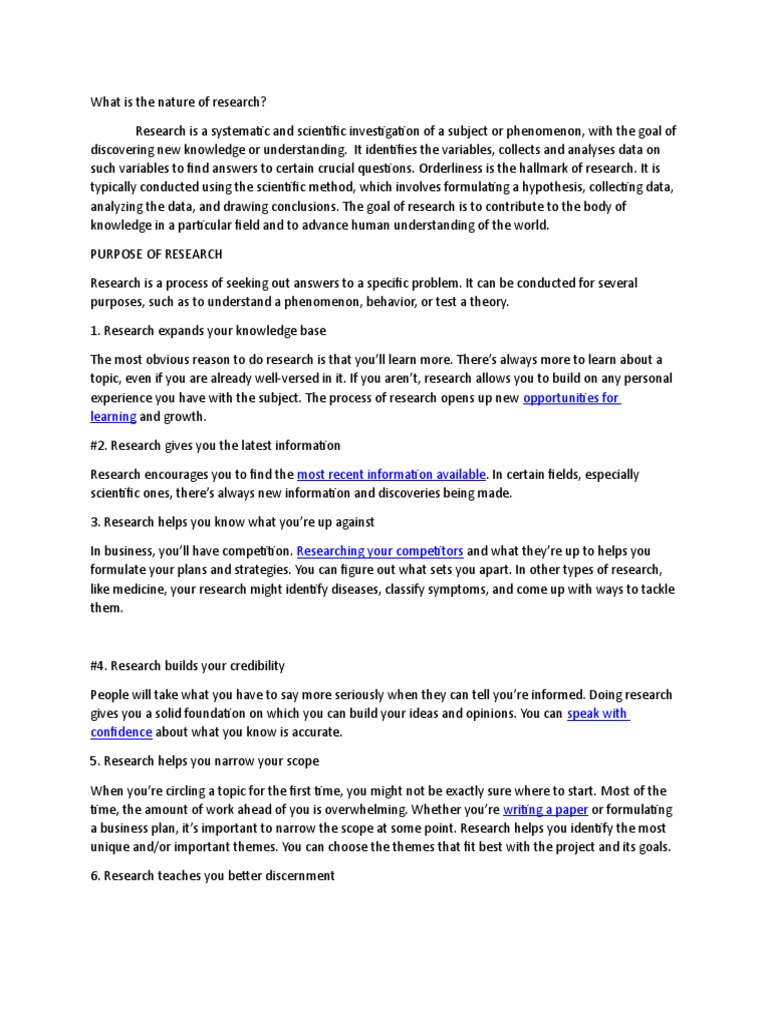 What Is The Nature of Research | PDF | Methodology | Basic Research