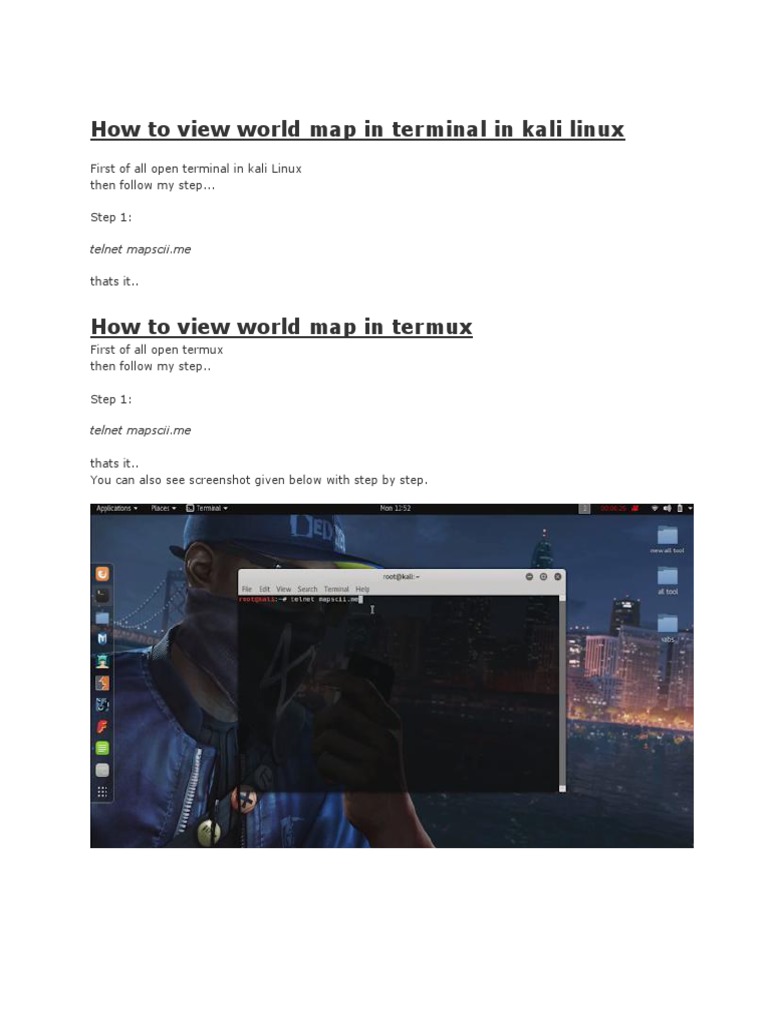 How To View World Map in Terminal in Kali Linux | PDF
