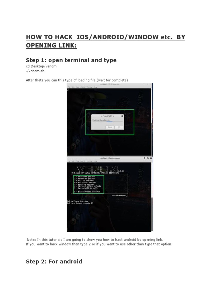 Venom How To Hack Ios Android Window Unix By Opening Link Using