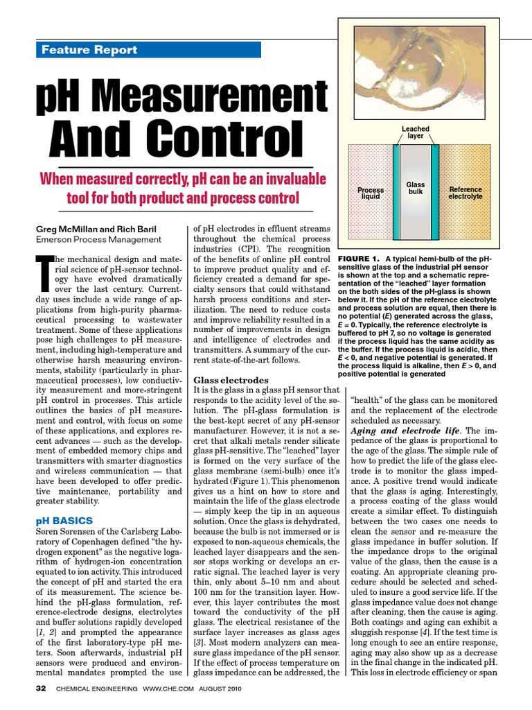 PH Measurement and Control - Che Aug 2010 | PDF | Ph | Electrolyte