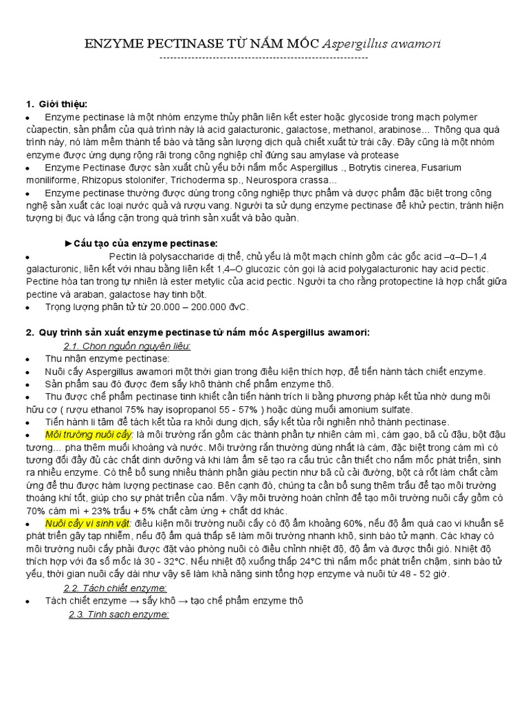 Enzyme Pectinase | PDF