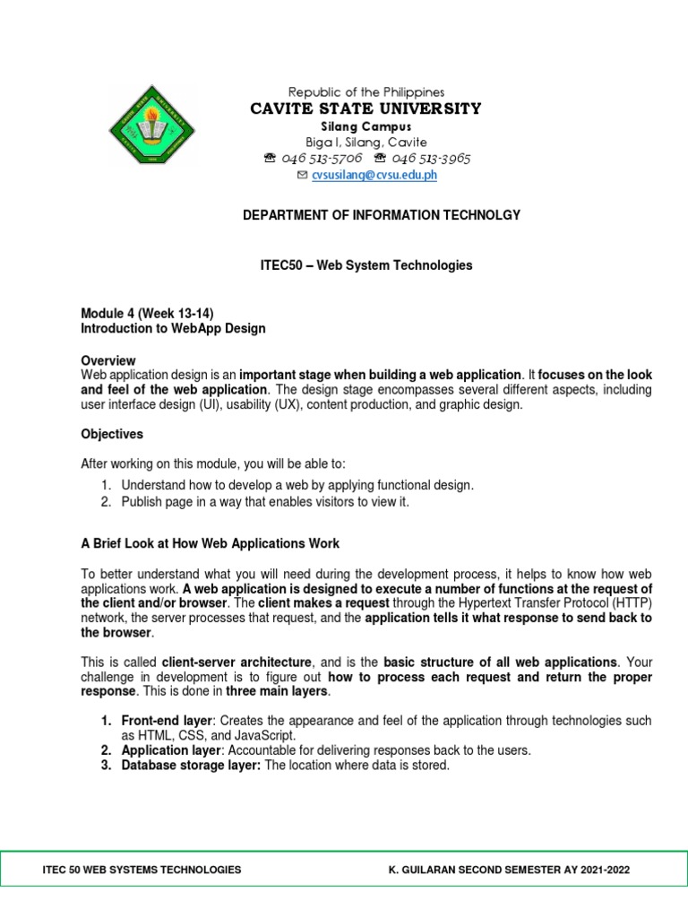 Module 5 - Introduction To WebApp Design | PDF | Dynamic Web Page | World Wide Web