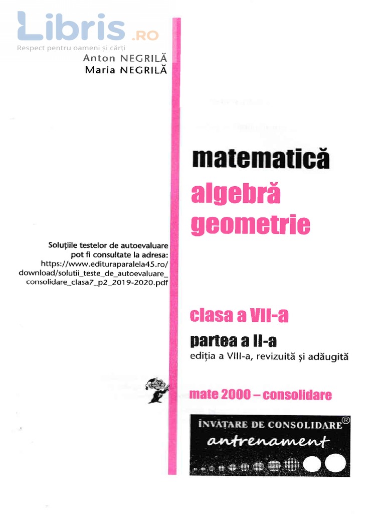 Matematica - Clasa 7 Partea 2 - Consolidare - Anton Negrila. Maria ...