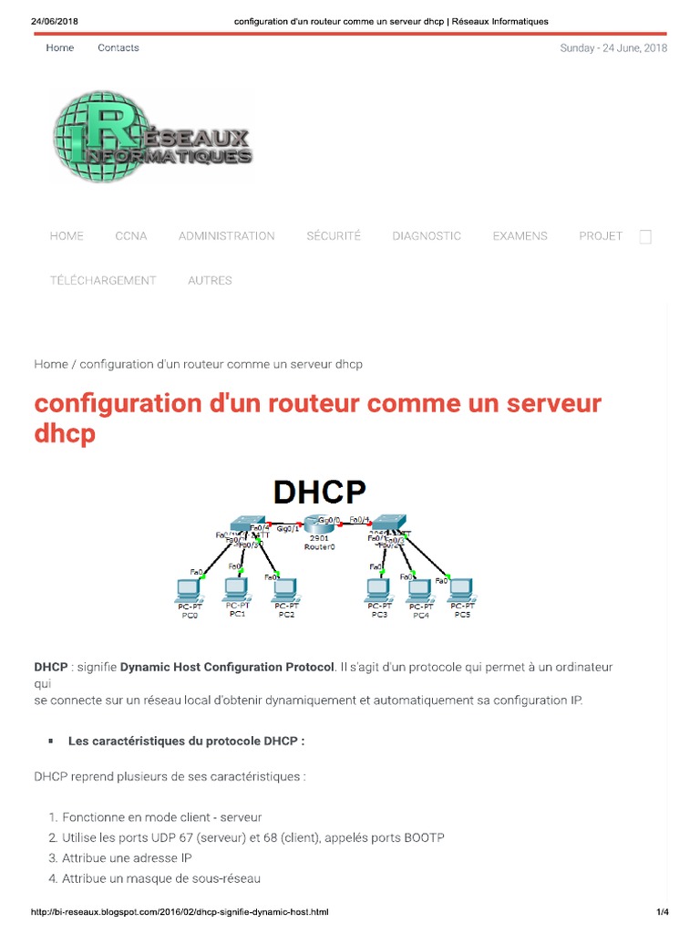Configuration D'un Routeur Comme Un Serveur DHCP - Réseaux Informatiques | PDF