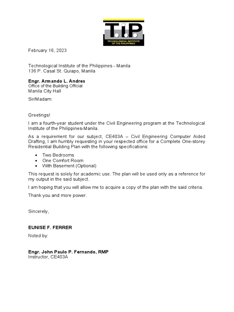 CE403A Request Letter | PDF