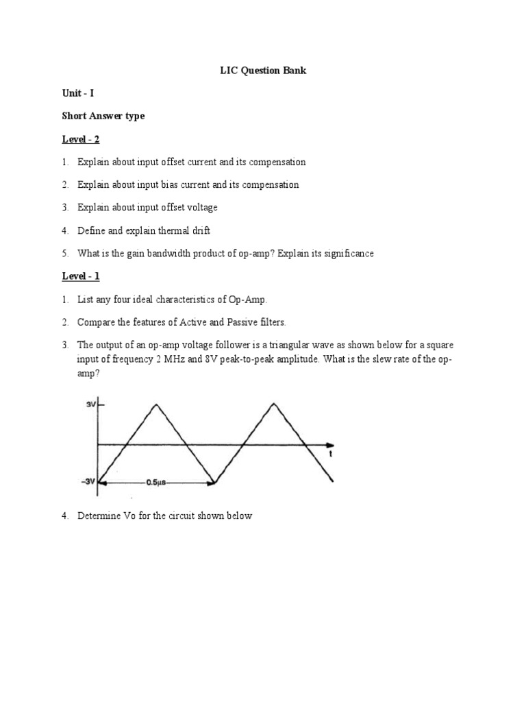 LIC Question Bank 2021 - Levels | PDF | Operational Amplifier | Amplifier