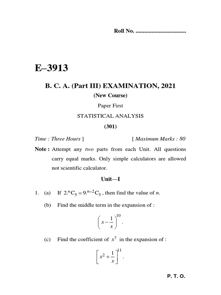 Bca Part 3 Statistical Analysis e 3913 2021 | PDF | Statistical ...
