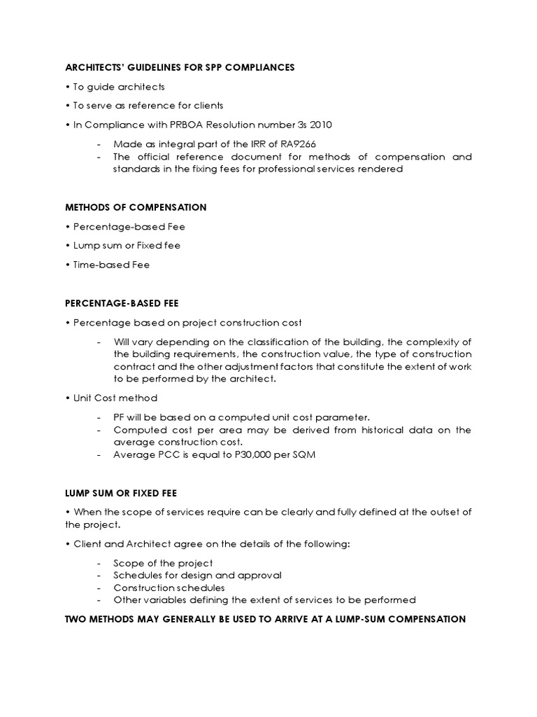 Architects Guidelines For SPP Compliances | PDF | Per Diem | Architect