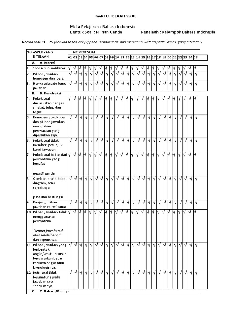 KARTU TELAAH SOAL BI-2017 Utama | PDF | Seni & Disiplin Bahasa | Metode ...