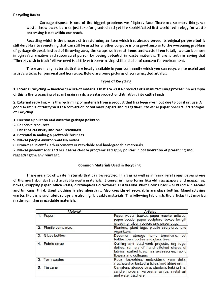 Recycling Basics | PDF | Recycling | Waste