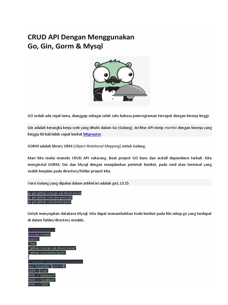 CRUD API Menggunakan Go Gin Gorm MySQL | PDF | Metode & Bahan Ajar