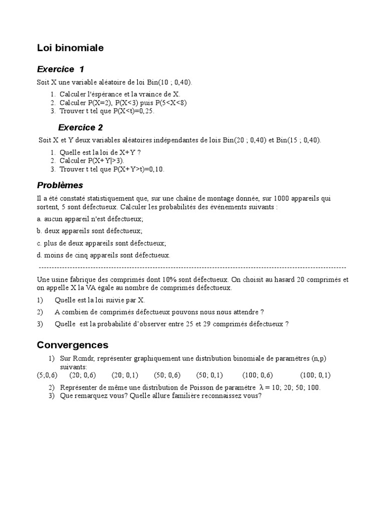 Probabilités et lois binomiales | PDF | Loi normale | Loi de probabilité